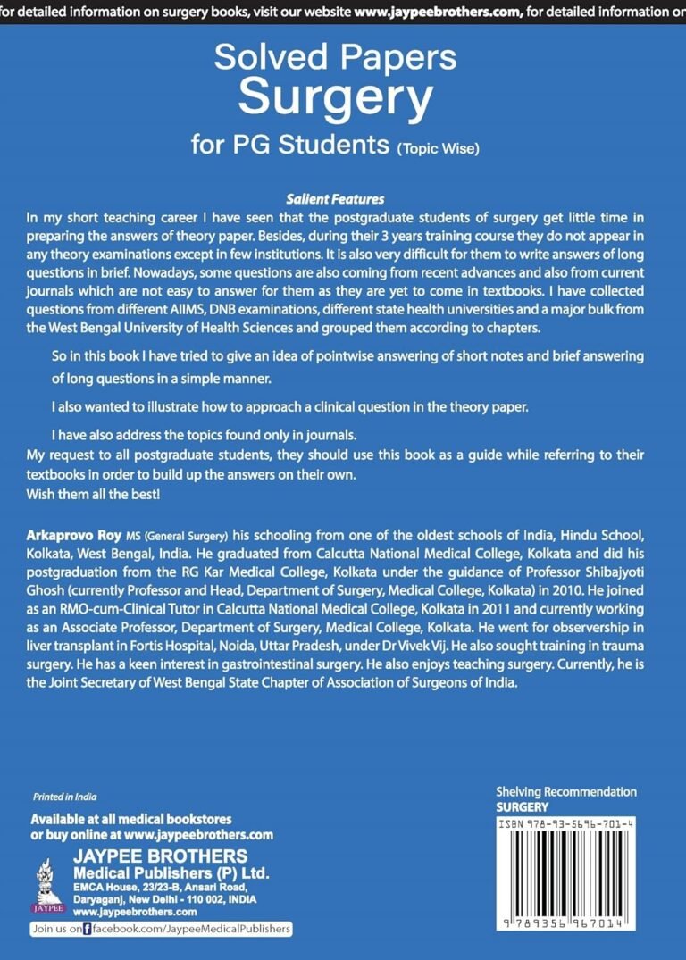 Solved Papers Surgery For Pg Students (Topic Wise), 1/E, 2024' by ...